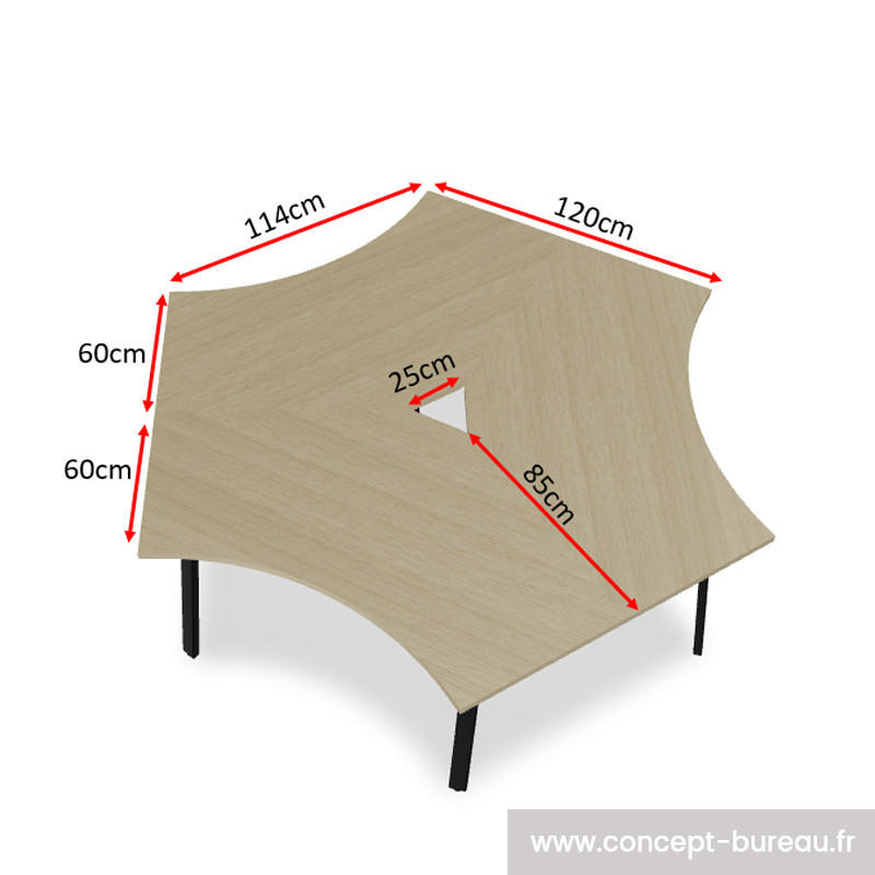 Bureau marguerite 3 personnes - TRIBAX A