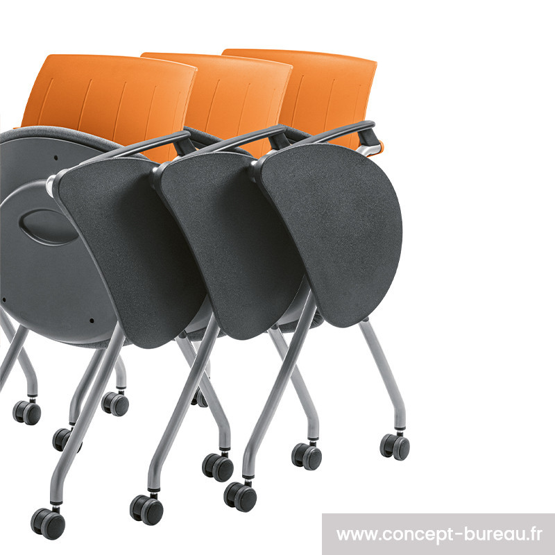chaise 4 pieds sur roulettes avec tablette ROLLGO