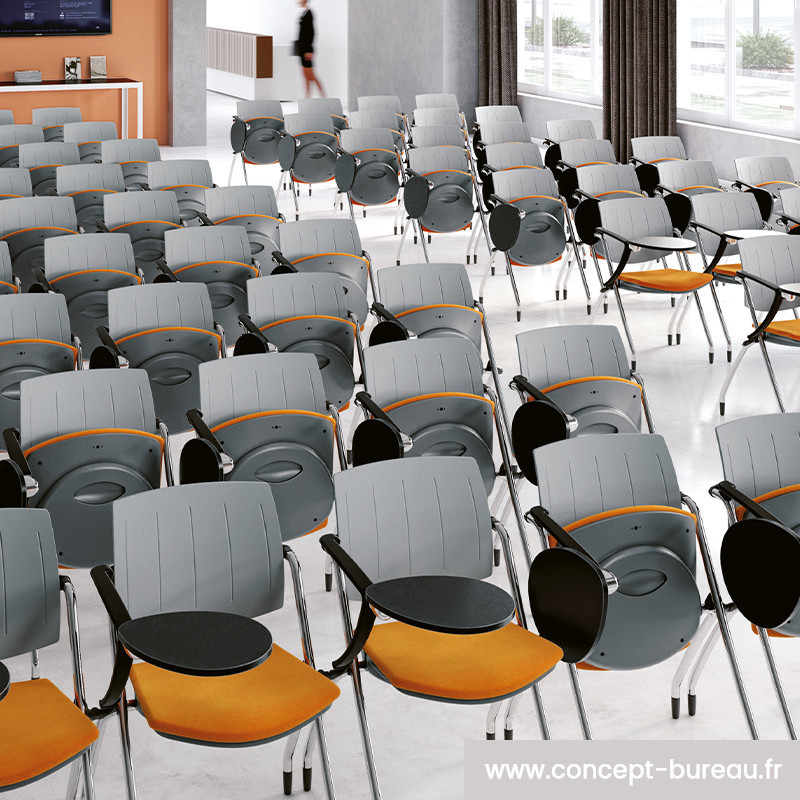 chaise 4 pieds sur roulettes avec tablette ROLLGO