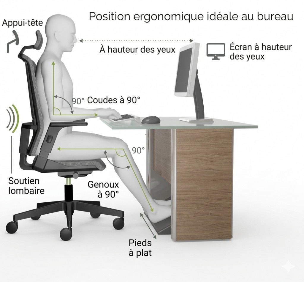 Position assise au bureau : réglages, posture et fauteuil ergonomique 2026